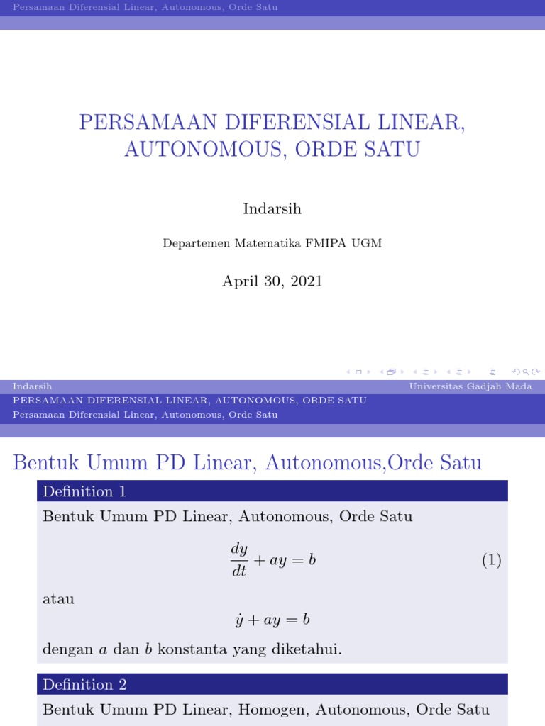 Linear Differential Equation | PDF | Metode & Bahan Ajar