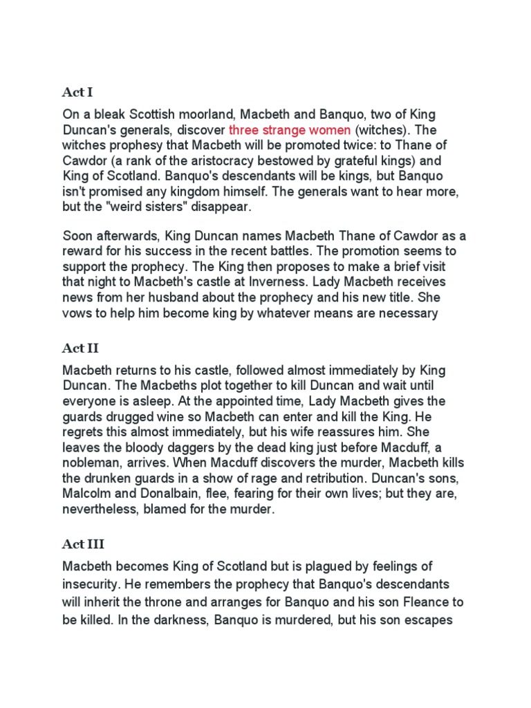 Macbeth Movie Summary | PDF | Macbeth | Shakespearean Tragedies