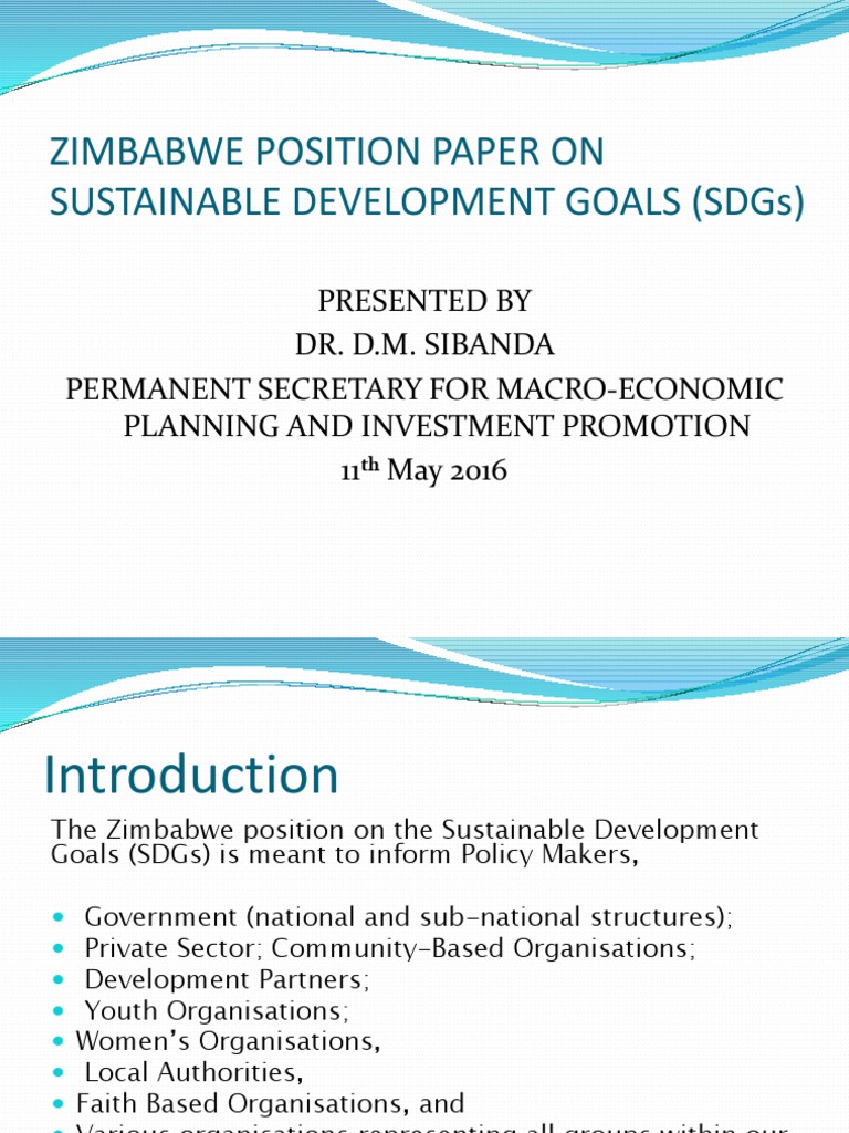 Zimbabwe's SDGs Position Paper 2016 | PDF | Millennium Development ...