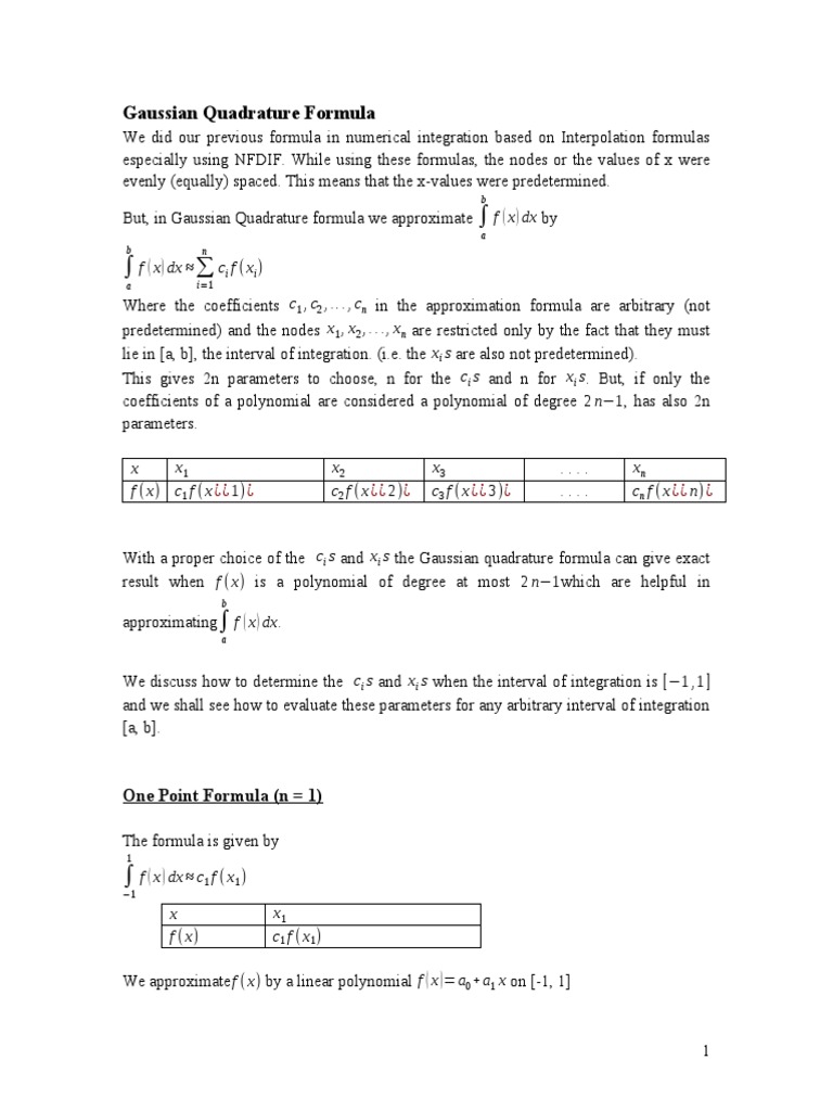 Gaussian Quadrature Integration Methods | PDF | Integral | Polynomial