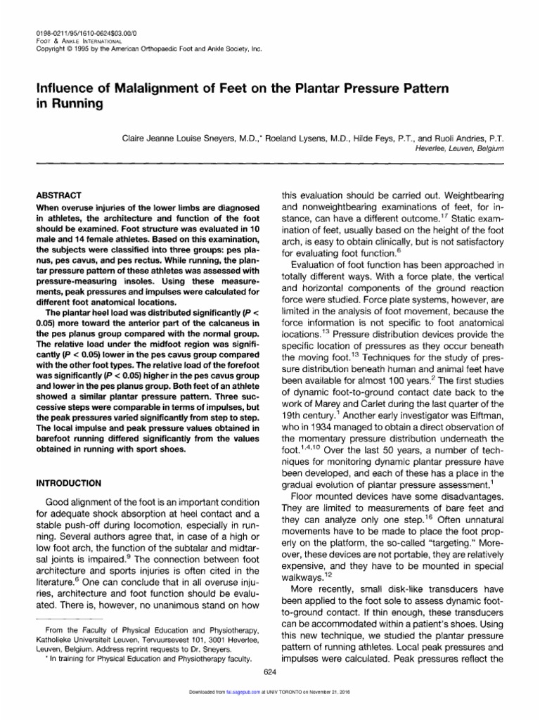 Influence of Malalignment of Feet On The Plantar Pressure Pattern in ...