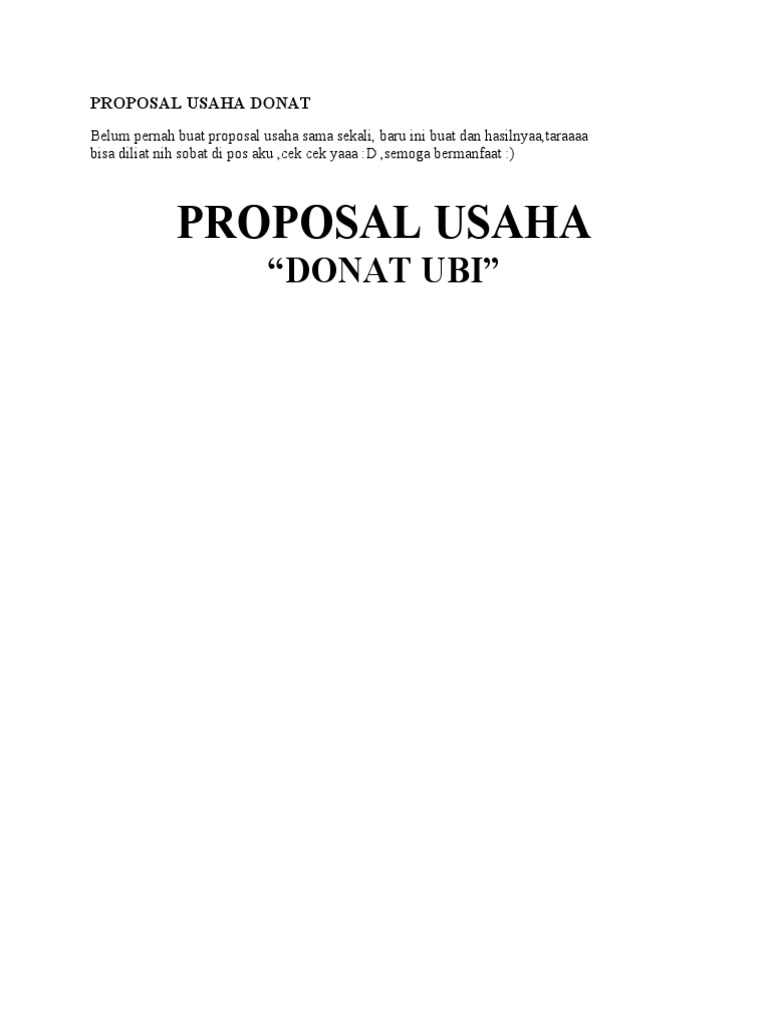 Proposal Usaha Donat | PDF