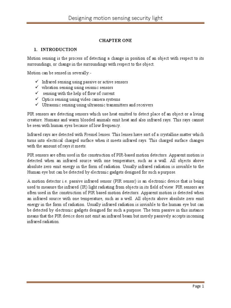 Designing Motion Sensing Security Light | PDF | Infrared | Electromagnetism