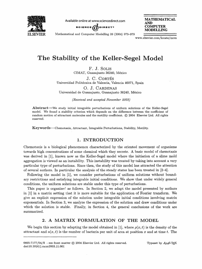 Stabilidad de Keller-Segel Modelo | PDF | Stability Theory | Teaching ...
