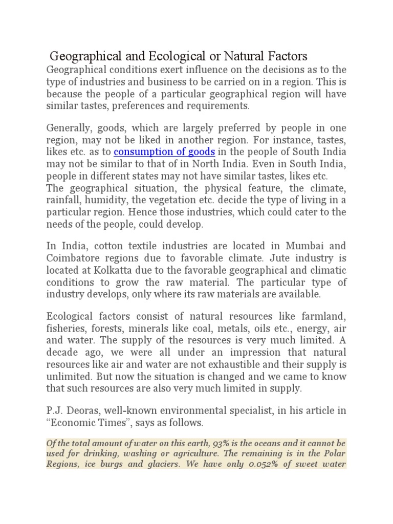 Geographical and Ecological or Natural Factors | PDF