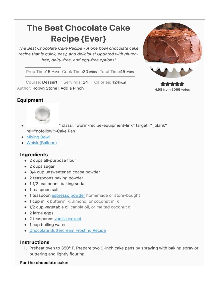 The Best Chocolate Cake Recipe (Ever) - Add A Pinch | PDF | Cakes ...