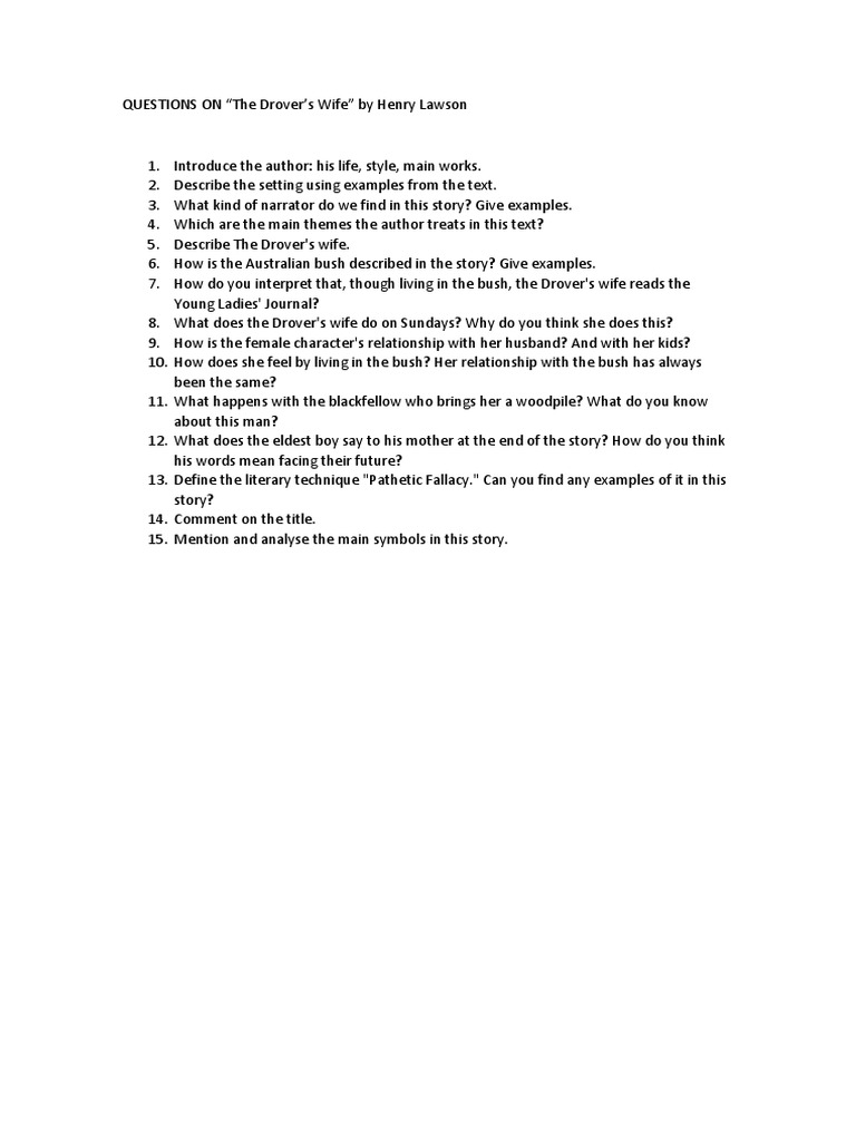 Analyzing "The Drover's Wife" Themes | PDF