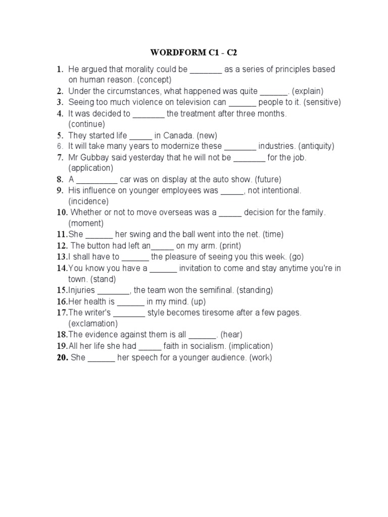 20 Wordform c1 c2 | PDF