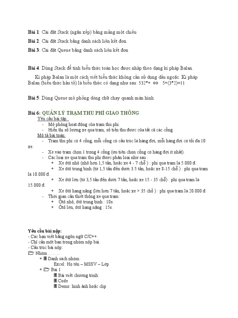 Bai Tap 3 - Stack - Queue | PDF