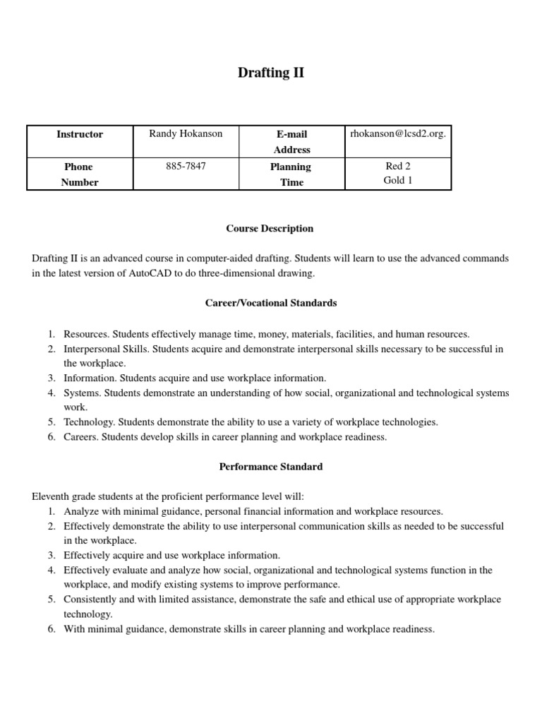 Drafting II | Download Free PDF | Skill | Teaching