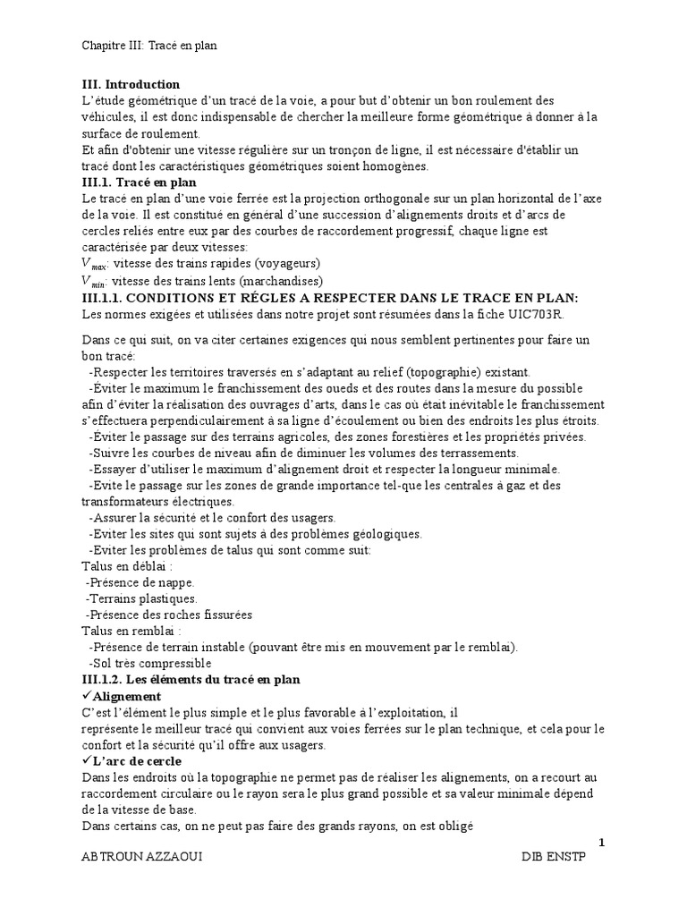 Chapitre 3 Trace en Plan | PDF | Réseau ferroviaire | Espace