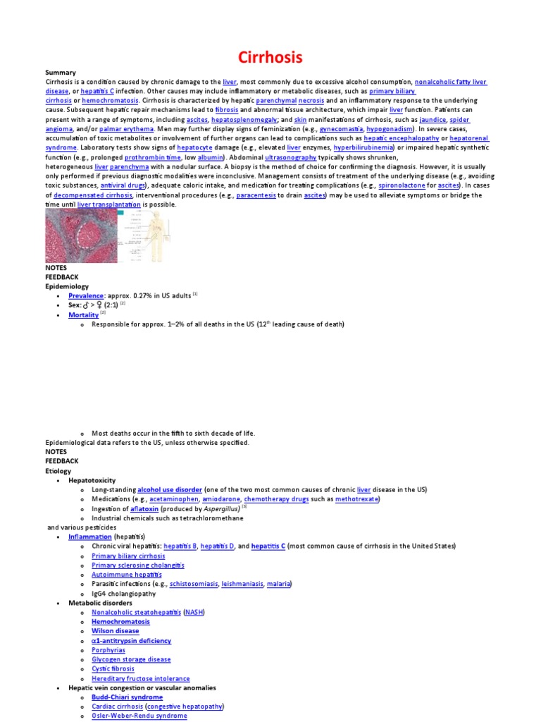 Cirrhosis Summary | PDF | Cirrhosis | Hepatitis