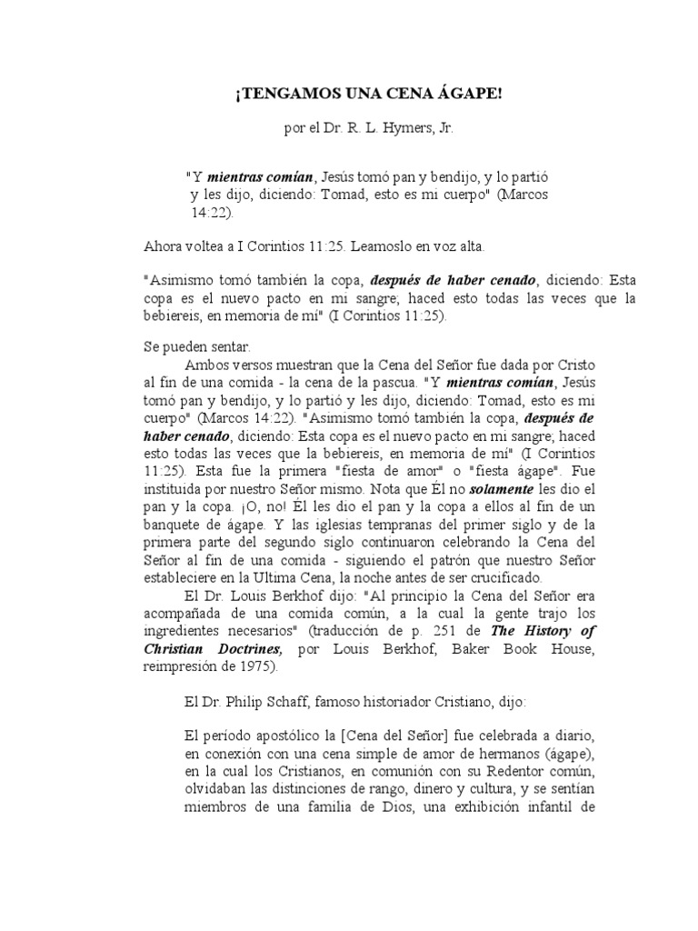¡Tengamos Una Cena Ágape! | PDF | eucaristía | Pablo el apóstol