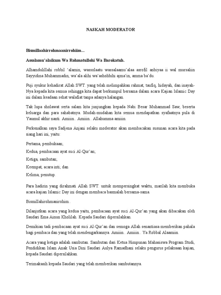 Naskah Moderator | PDF | Agama & Spiritualitas