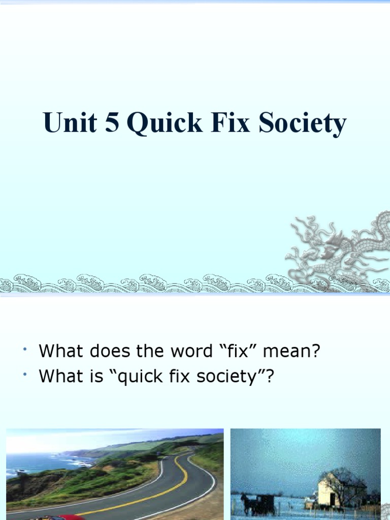 Unit 5 Quick Fix Society | PDF | Interstate Highway System | Toll Road