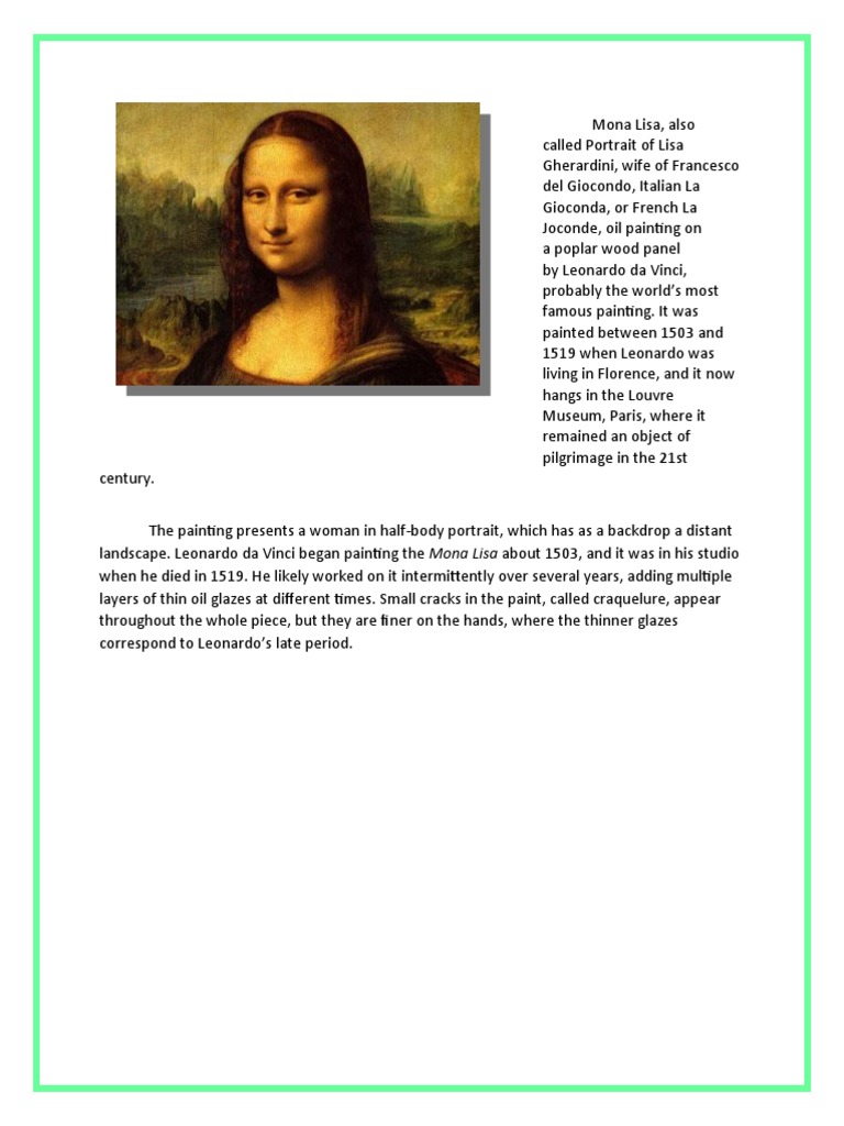 Mona Lisa Essay | PDF