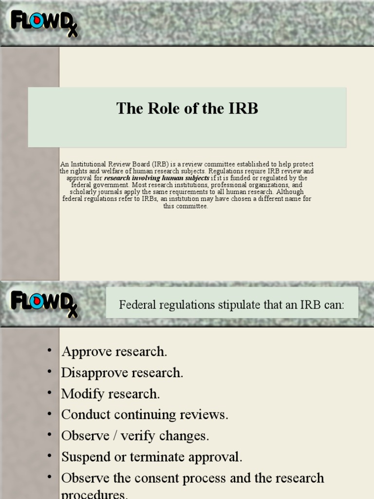 The Role of The IRB | PDF | Institutional Review Board | Applied Ethics
