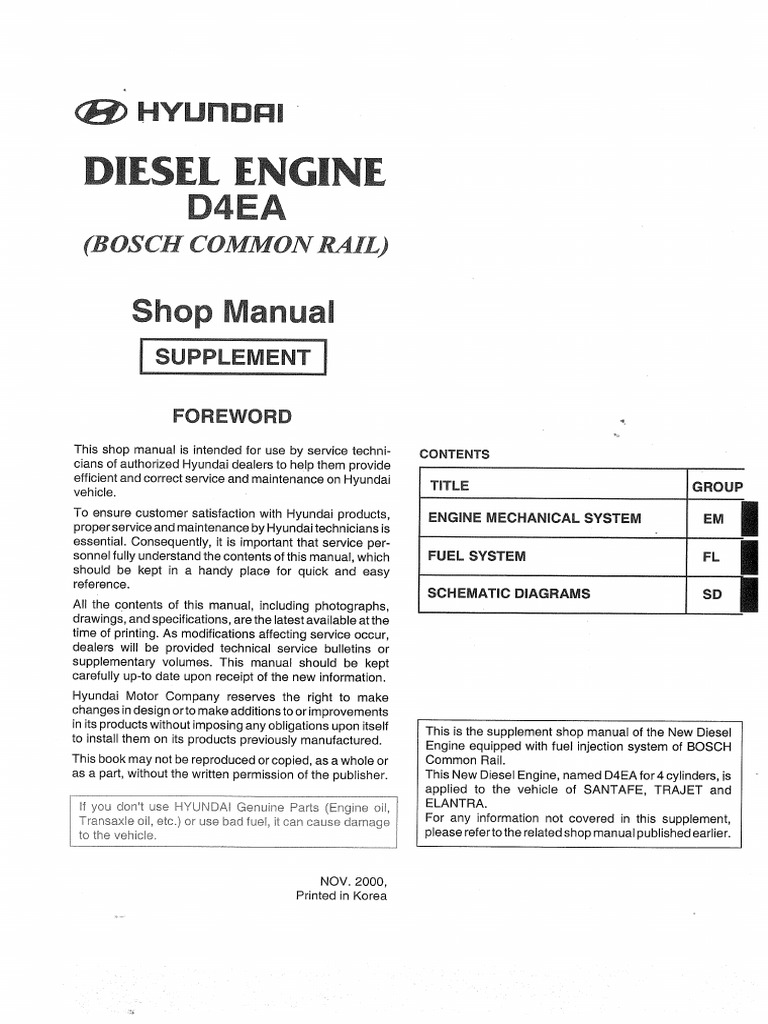 Diesel D4EA Engine | PDF
