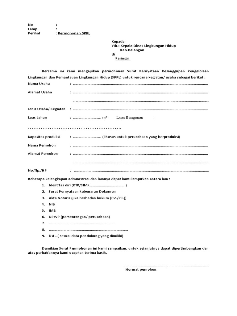 Form Permohonan SPPL 2019 | PDF | Karier & Perkembangan