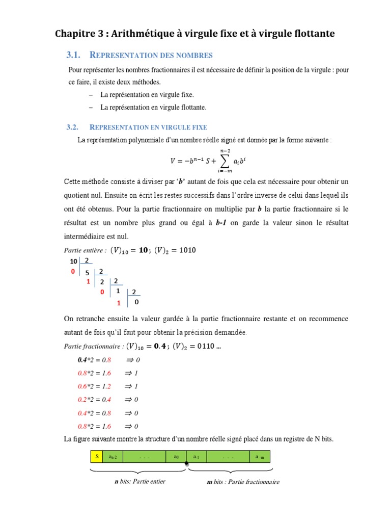 Arithmétique à Virgule Fixe et Flottante | PDF | Division ...