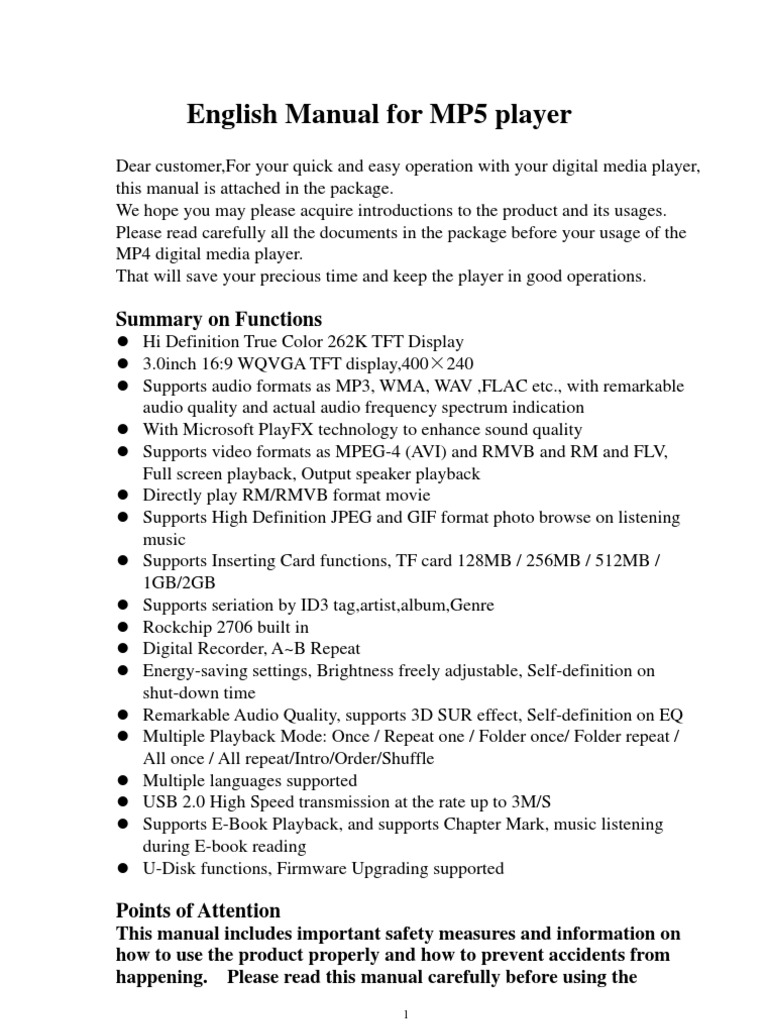 Manual mp5 Player | PDF | Usb | Menu (Computing)