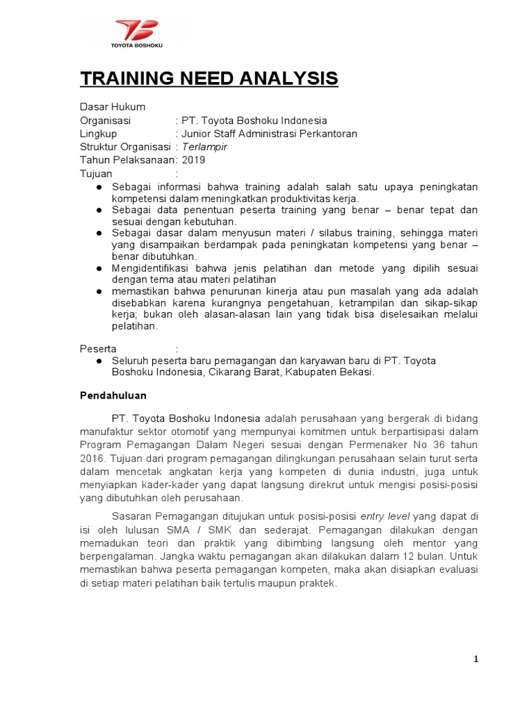 Contoh Dokumen TNA | PDF