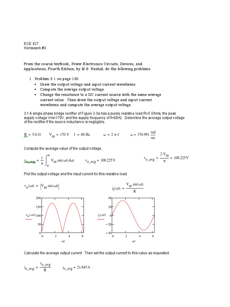 Power Electronics Homework Solutions | PDF | Rectifier | Root Mean Square
