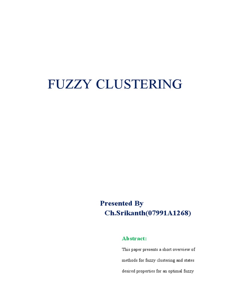 Fuzzy Clustering Algorithms Pdf Cluster Analysis Mathematical Logic