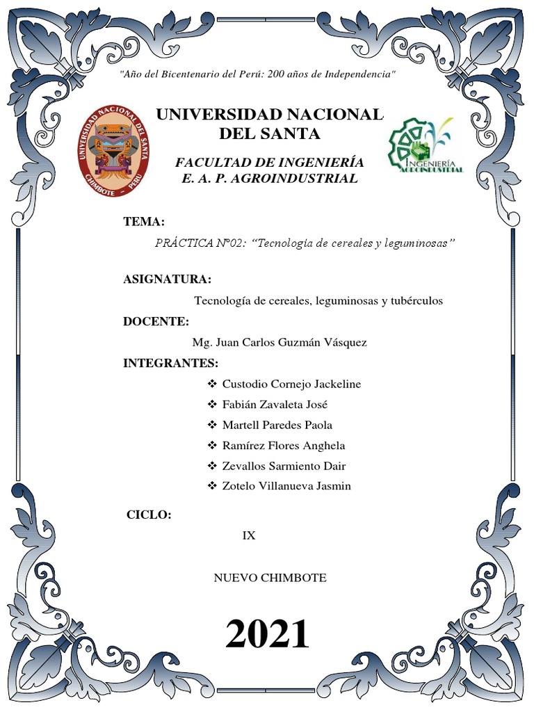 Práctica n02 Tecnología de Cereales y Leguminosas | PDF | Cereales | Quinua