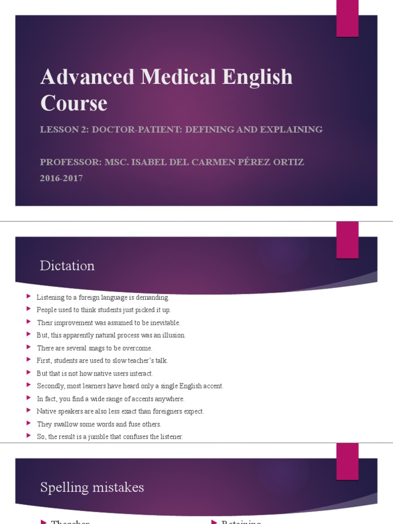 Advanced Medical English Course Guide | PDF | Medical Specialties ...