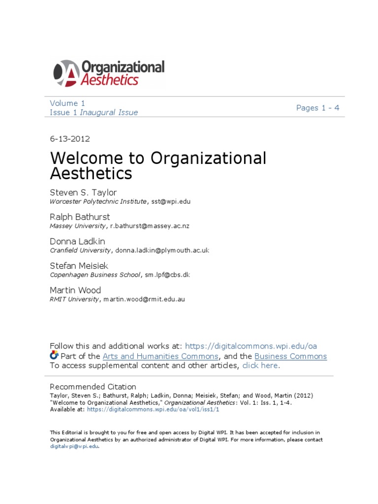 Welcome To Organizational Aesthetics | PDF | Aesthetics | Theory