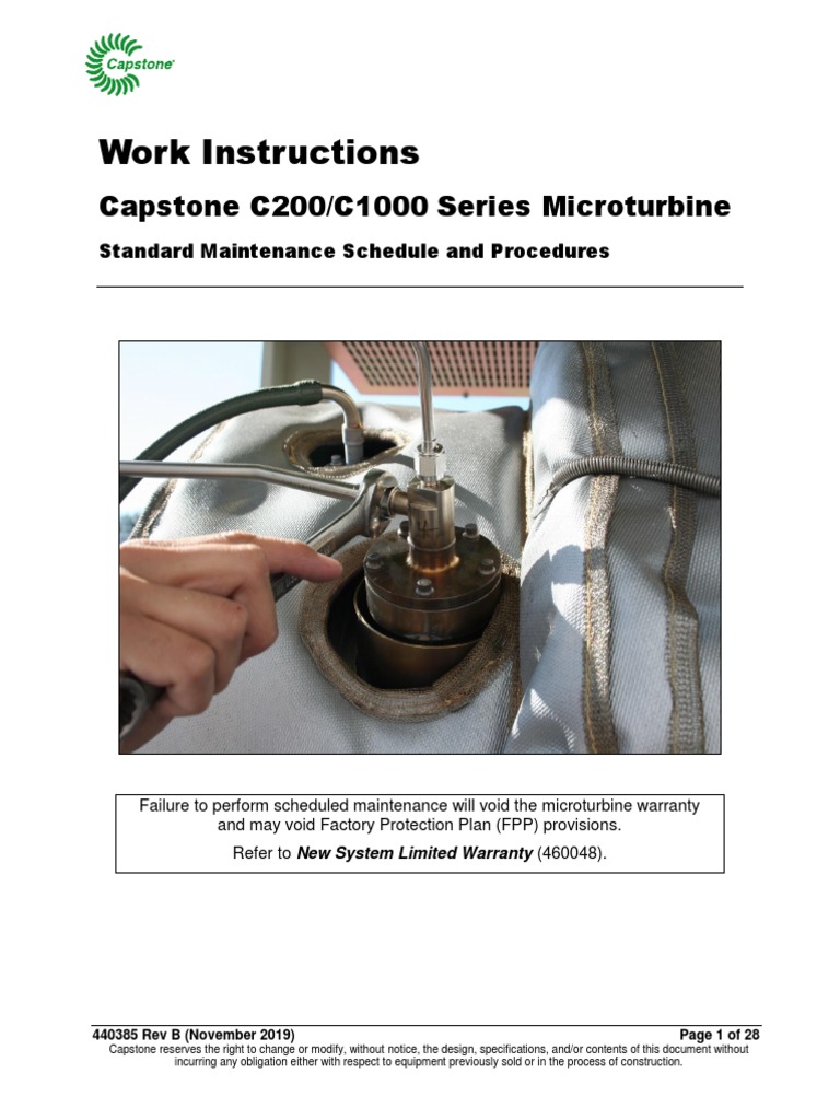 Work Instructions: Capstone C200/C1000 Series Microturbine | PDF | Gas ...