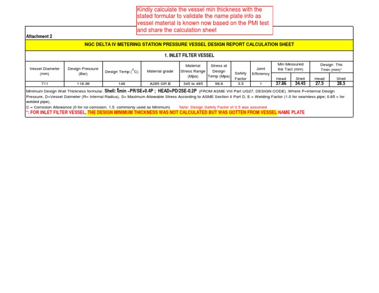Calculation Sheet For Inlet Seperator | PDF
