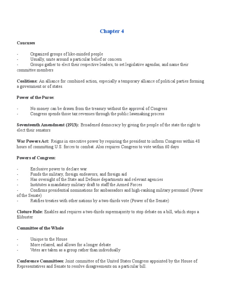 AP Gov Chapter 4 Notes | PDF | United States Senate | United States ...