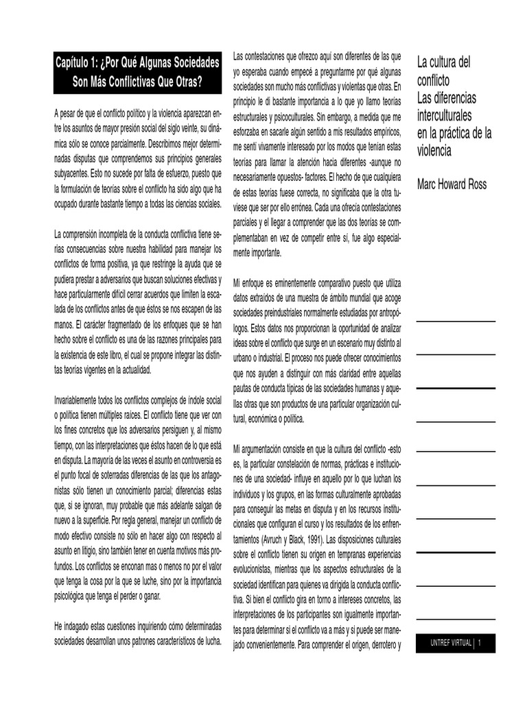 Ross - La Cultura Del Conflicto | PDF | Sociedad | Comportamiento