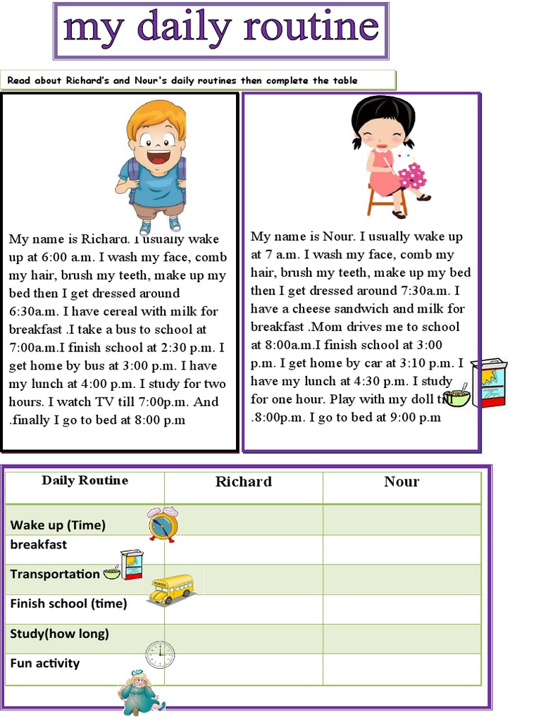 My Daily Routine Poem Worksheet (Teacher-Made) Twinkl, 48% OFF