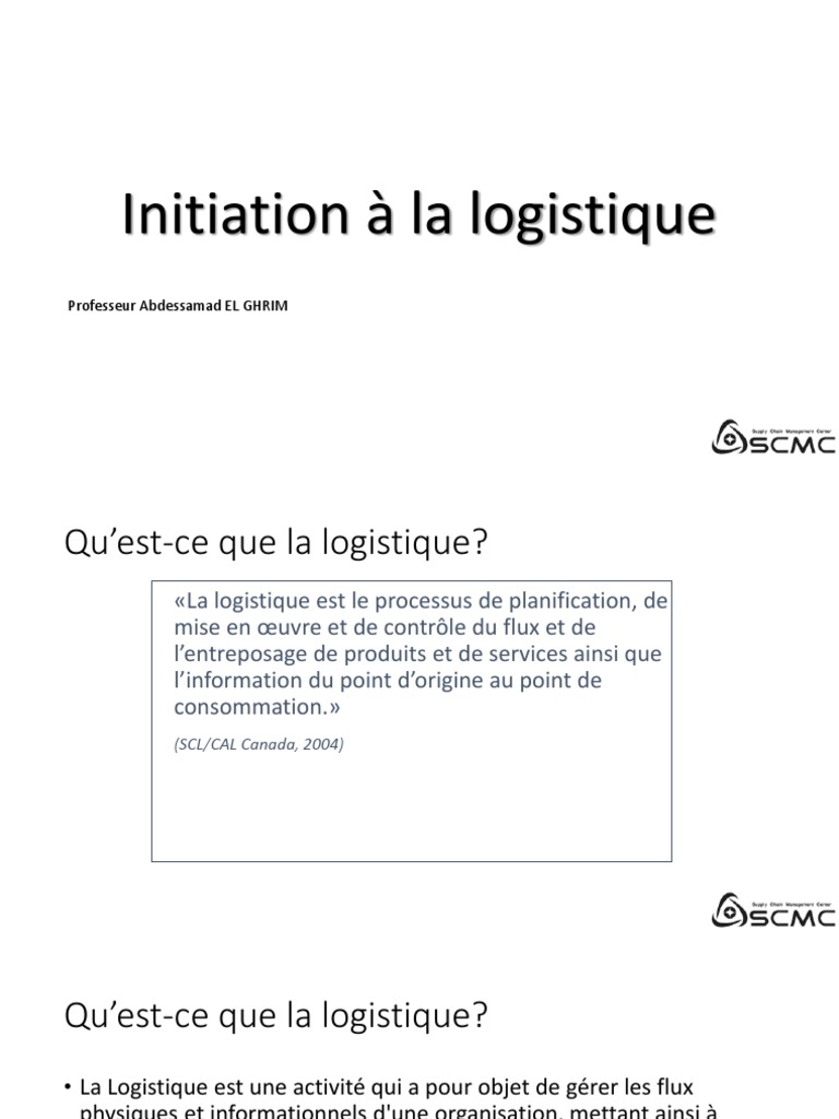 Cours Initiation À La Logistique - Partie 1 | PDF | Logistique | Business