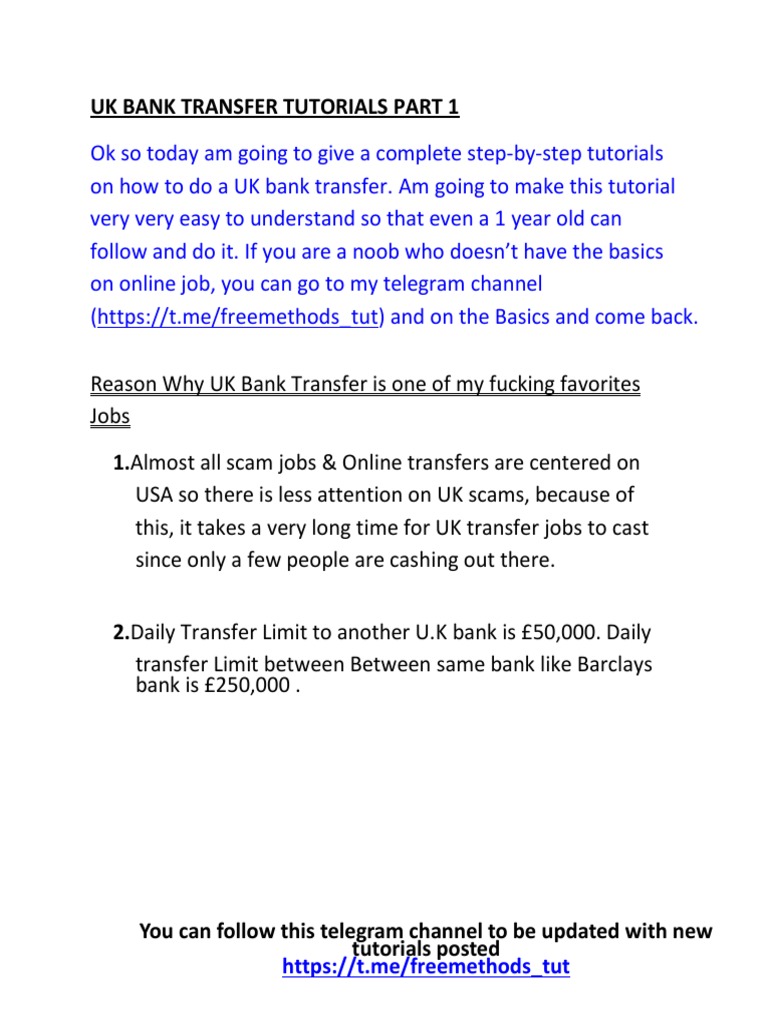 Uk Bank Loading Tutorials PT.1 | PDF | Wire Transfer | Financial Services
