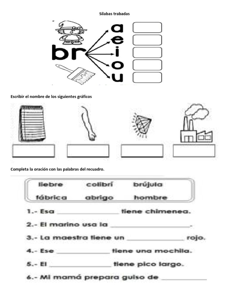 Actividades con sílabas trabadas | PDF | Artes del Lenguaje y ...