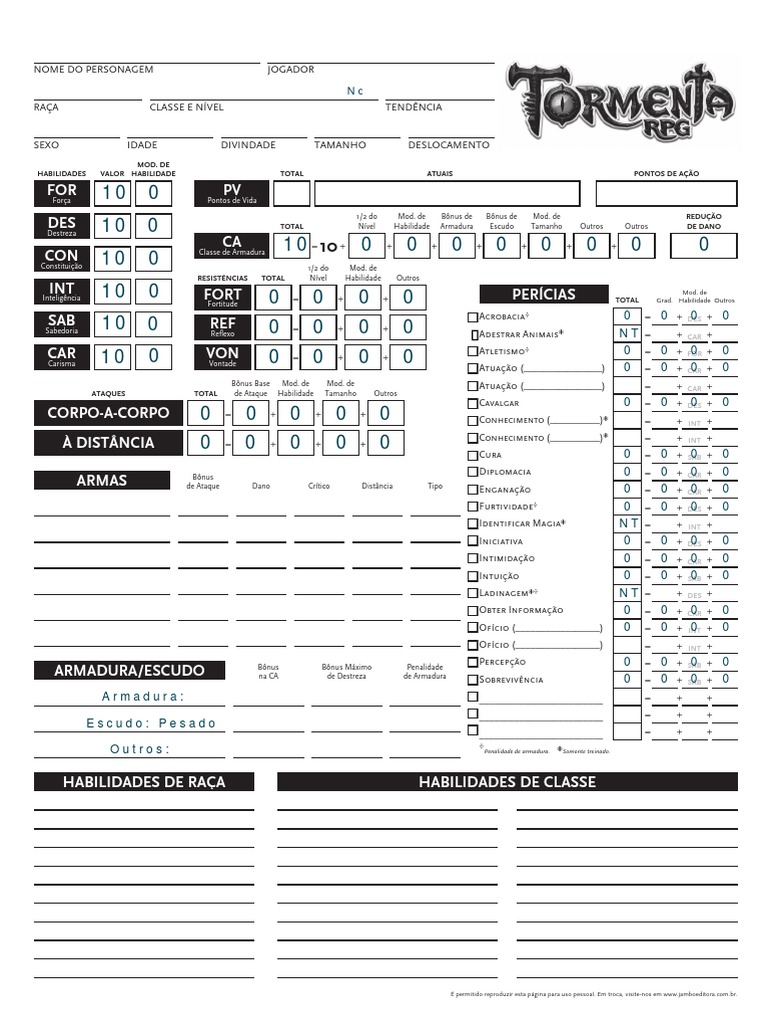 TRPG Ficha Editavel | PDF