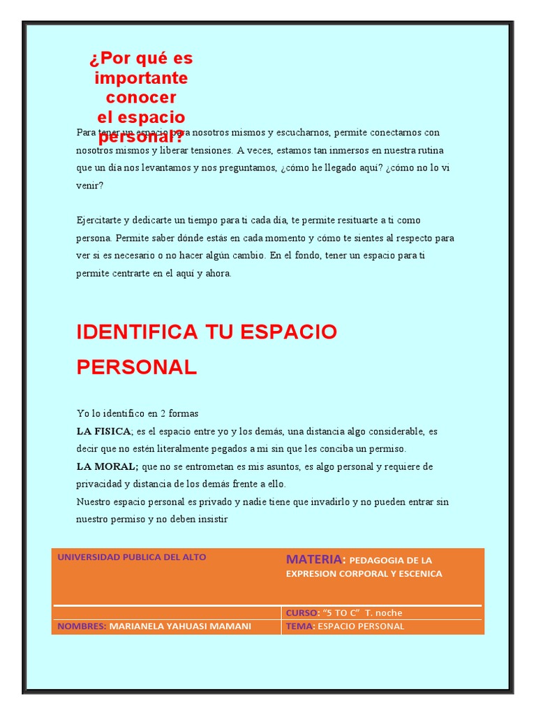 Espacio Personal | PDF