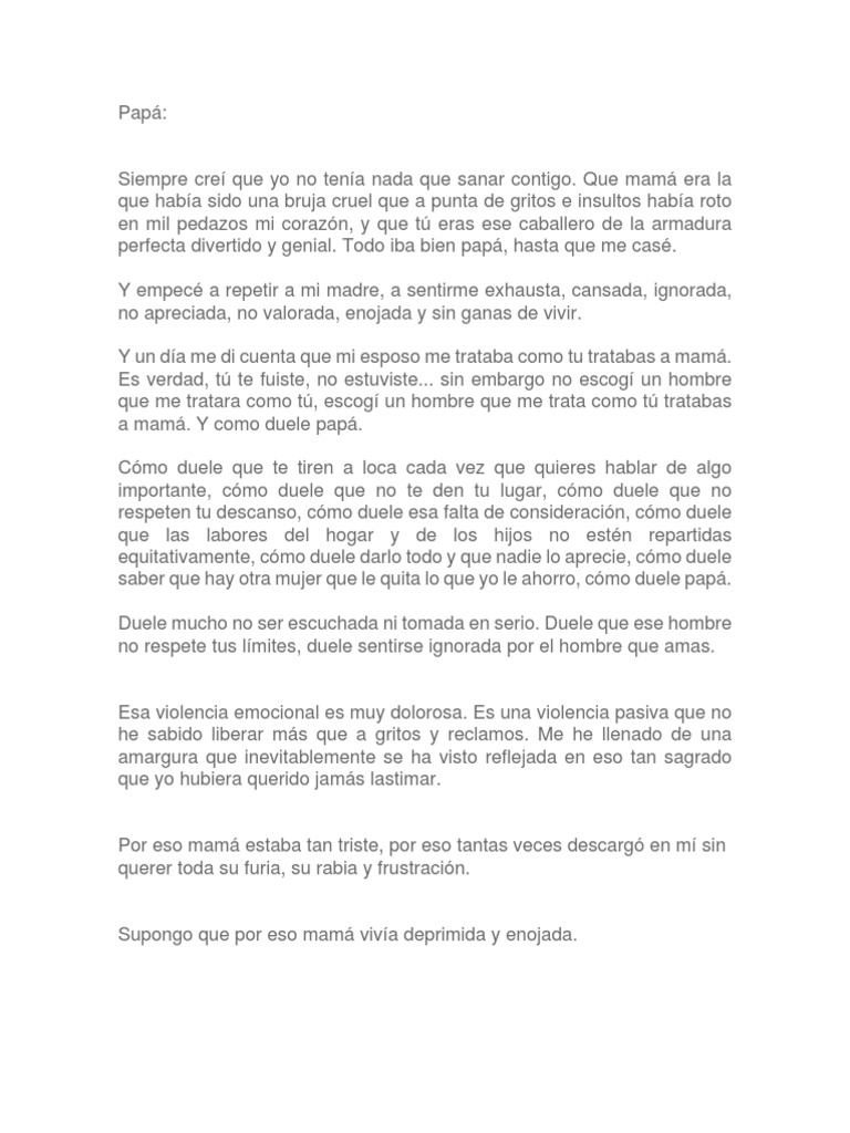 Carta Para Sanar A Papá Pdf Amor 