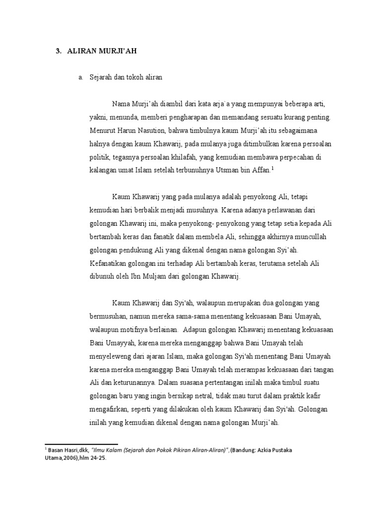3.A. Sejarah Dan Tokoh Aliran Murji'ah | PDF