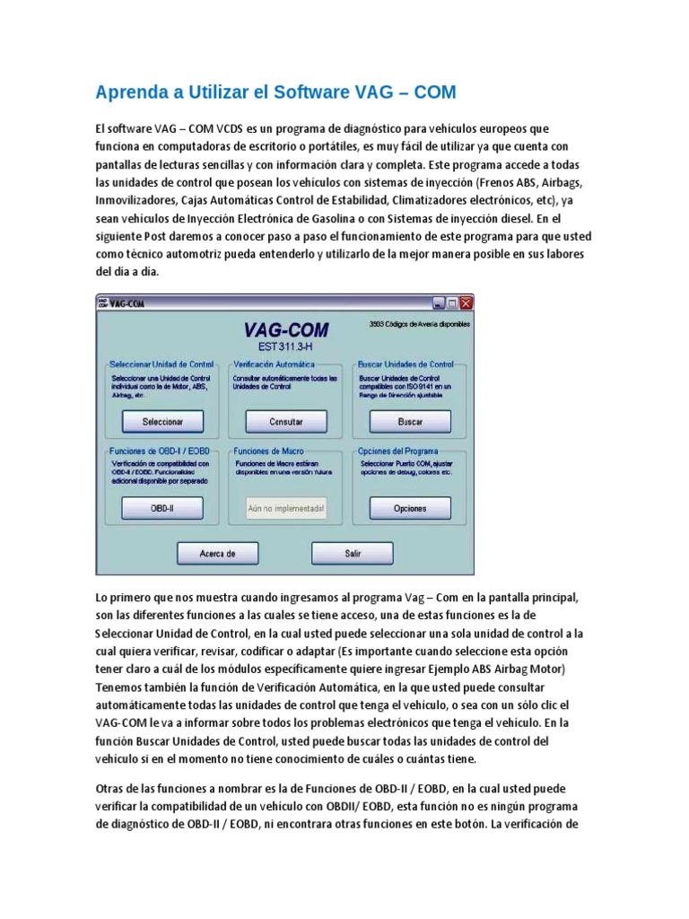 Aprenda A Utilizar El Software VAG - COM | PDF | Vehículo de motor | Vehículos