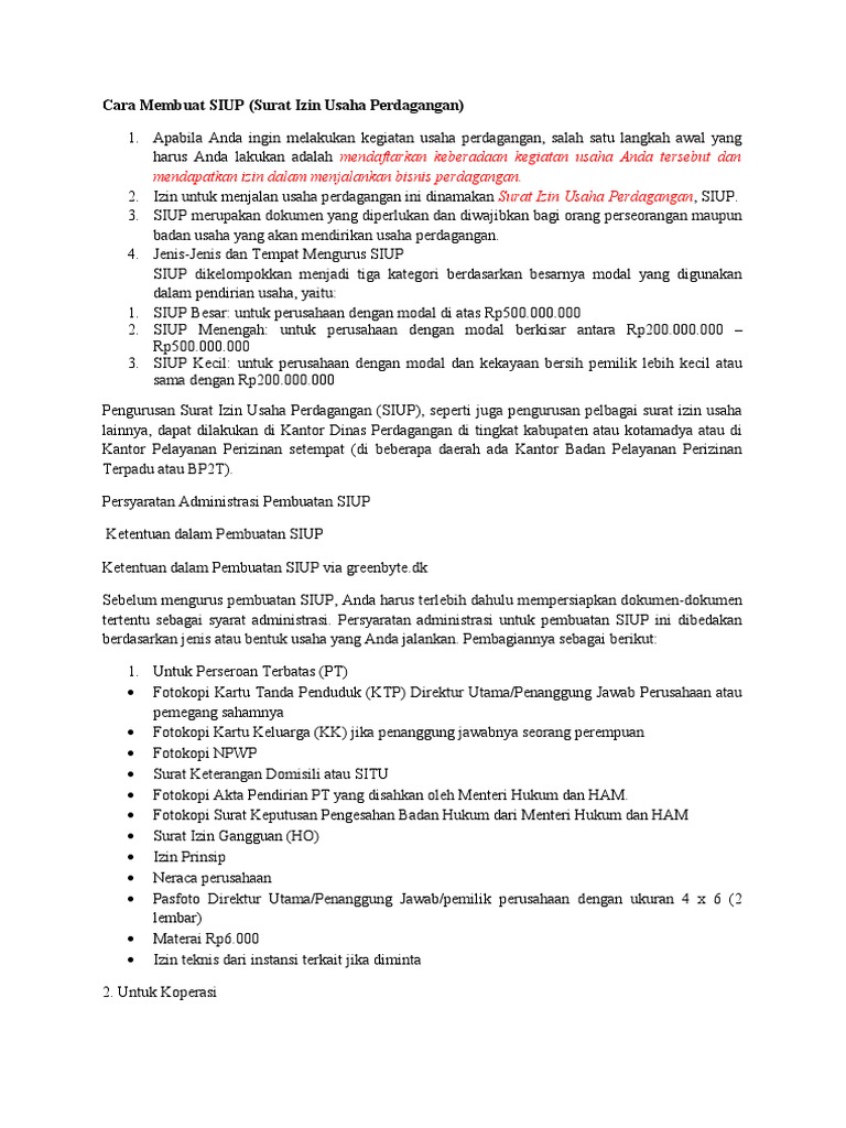 Cara Membuat SIUP | PDF | Bisnis | Pengelolaan Keuangan & Uang