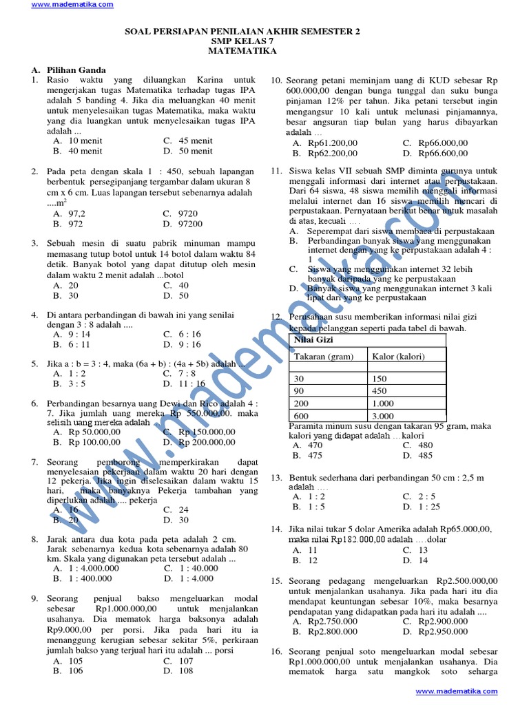 Soal Latihan Pas Kelas 7 Semester Genap k13 | PDF