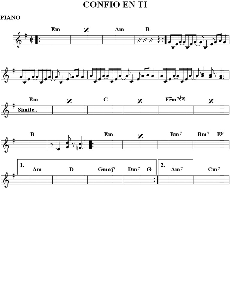 Piano - Confio en Ti | PDF
