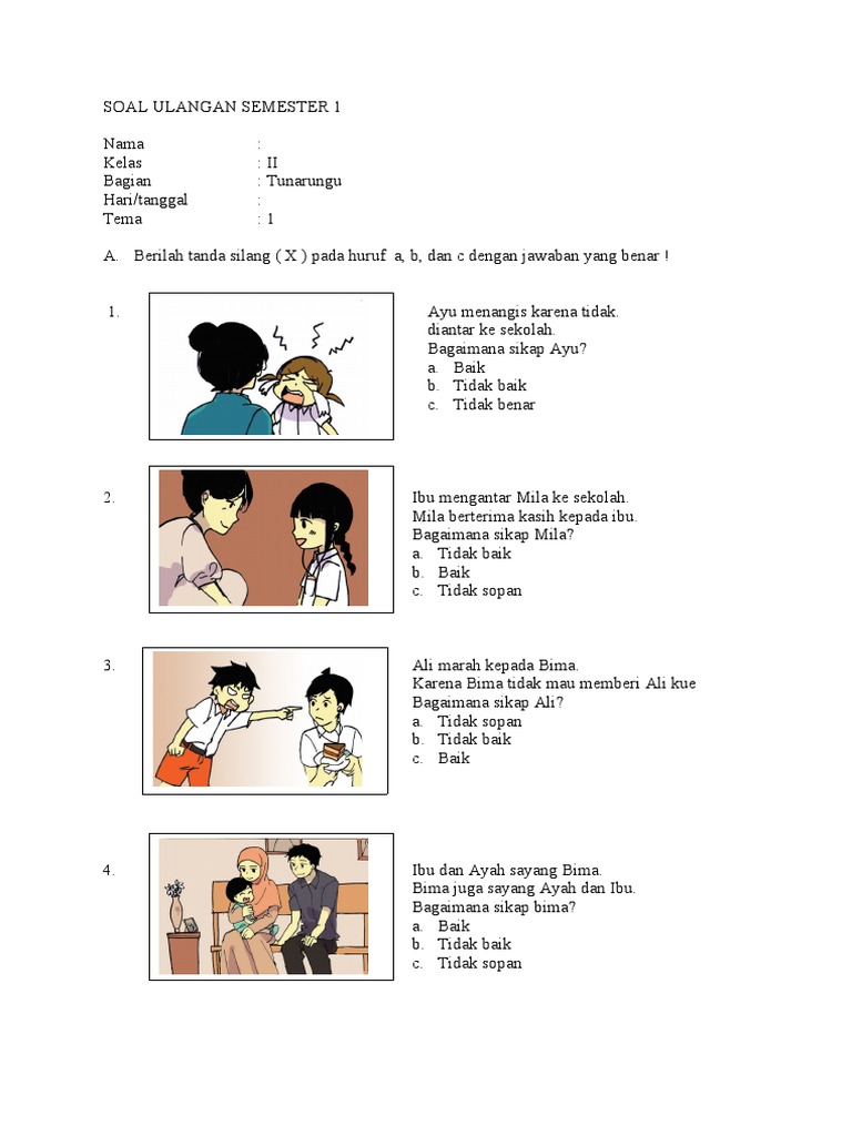Soal Tema 1 Kelas 2 Tunarungu Semester 1 | PDF
