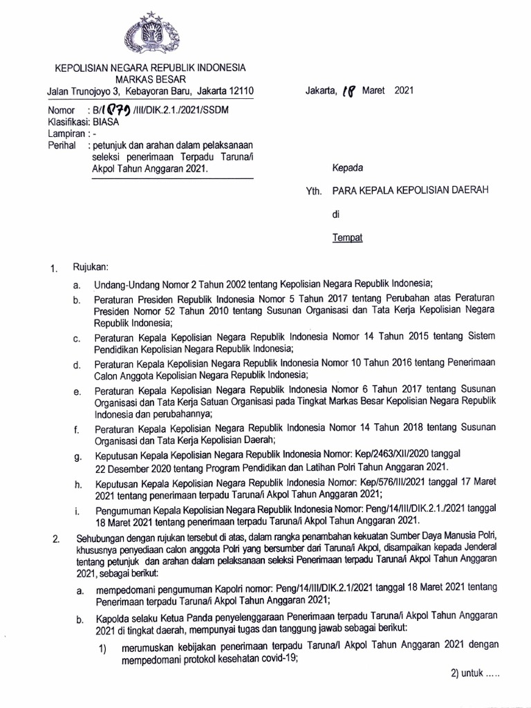 Jukrah Pelaksanaan Rim Akpol 2021 | PDF