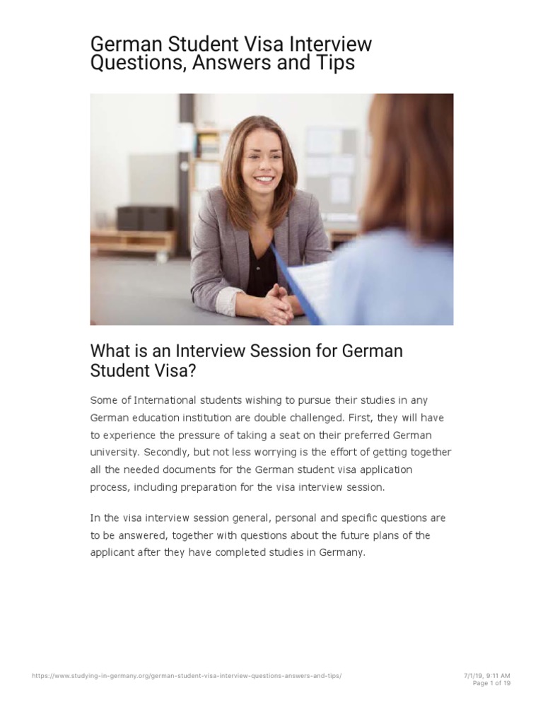 German Student Visa Interview Guide | PDF | International Student ...
